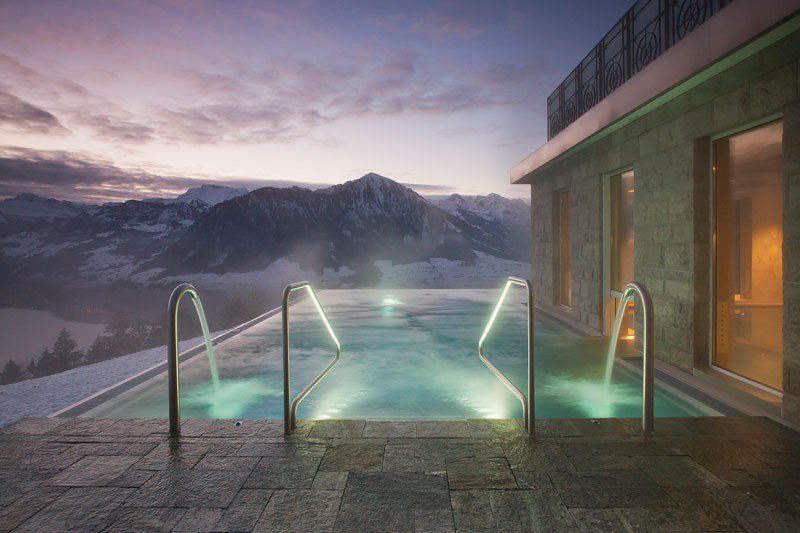Rooftop Infinity Pool in the Swiss Alps Nicknamed Stairway To Heaven