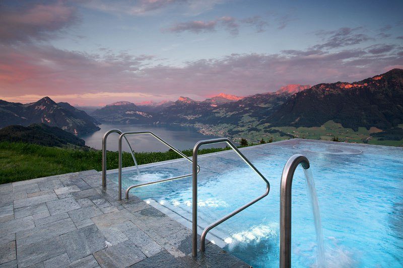 Rooftop Infinity Pool in the Swiss Alps Nicknamed Stairway To Heaven