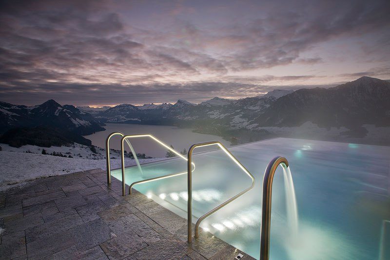 Rooftop Infinity Pool in the Swiss Alps Nicknamed Stairway To Heaven