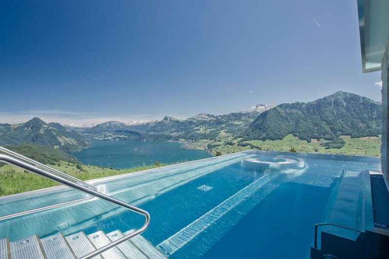 Rooftop Infinity Pool in the Swiss Alps Nicknamed Stairway To Heaven