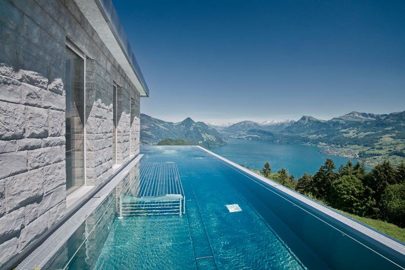 Rooftop Infinity Pool in the Swiss Alps Nicknamed Stairway To Heaven