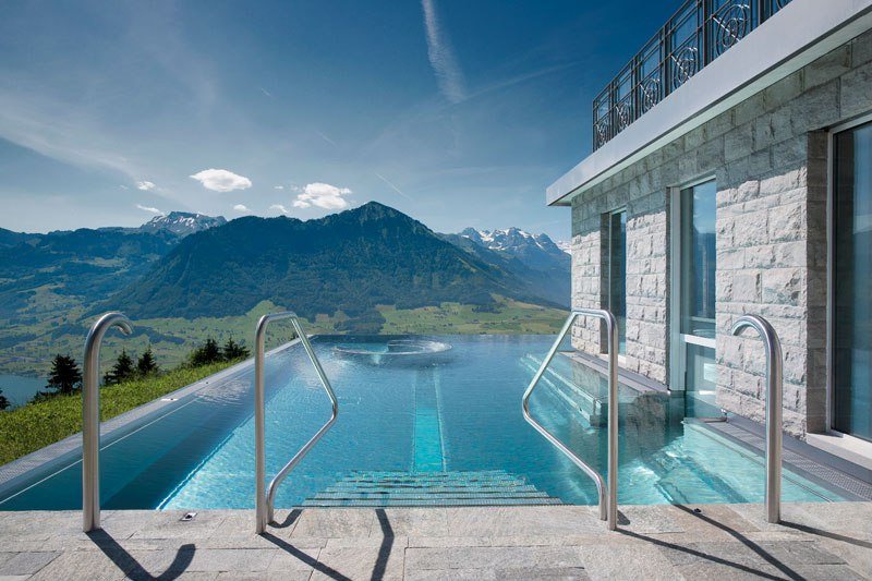 Rooftop Infinity Pool in the Swiss Alps Nicknamed Stairway To Heaven
