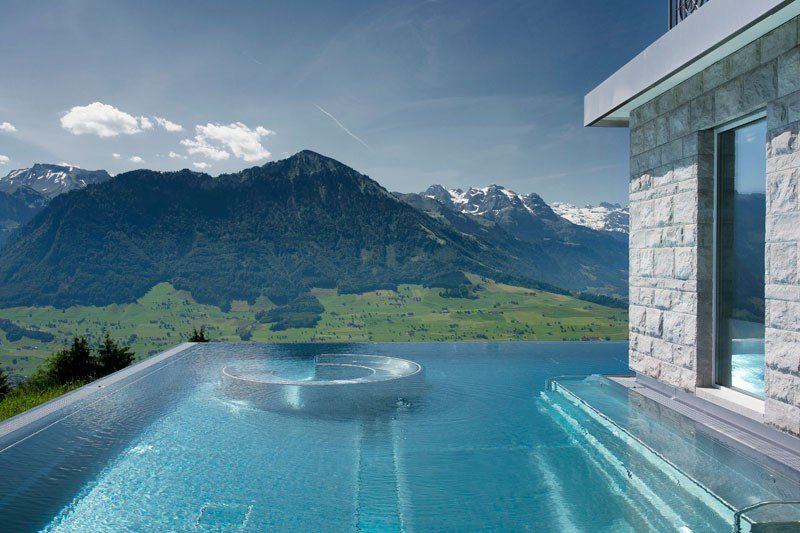 Rooftop Infinity Pool in the Swiss Alps Nicknamed Stairway To Heaven