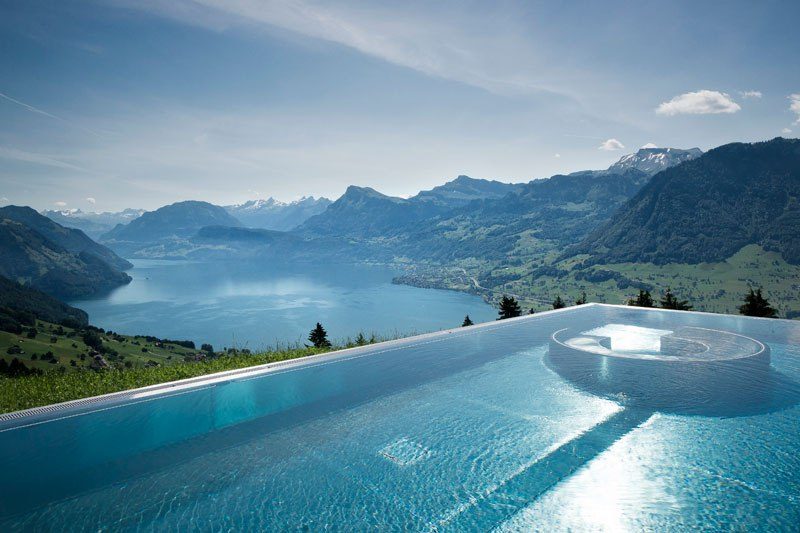 Rooftop Infinity Pool in the Swiss Alps Nicknamed Stairway To Heaven