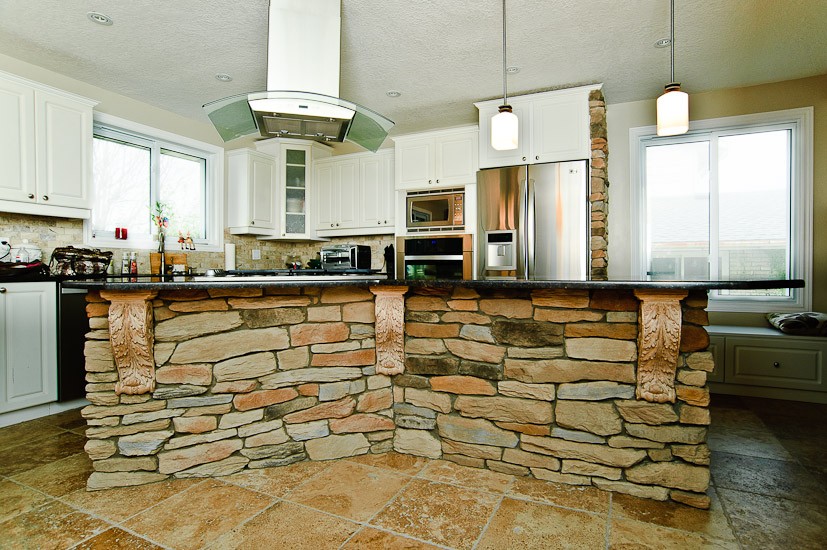 20 Beautiful Brick And Stone Kitchen Island Designs