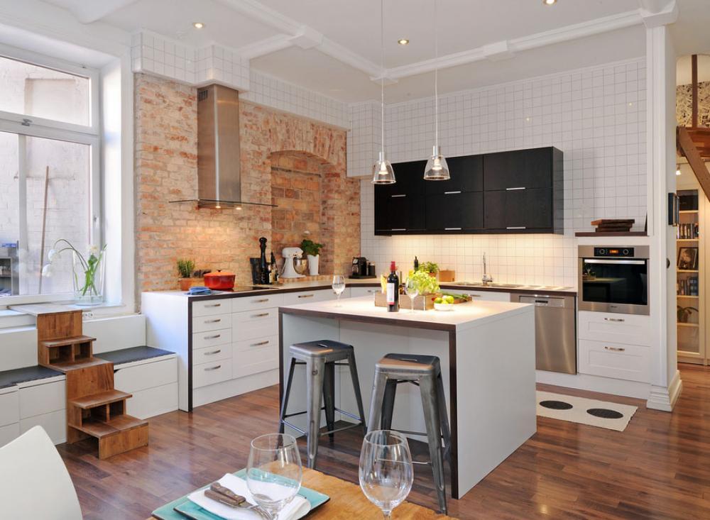 20 Kitchen Designs With Exposed Brick Walls - Housely
